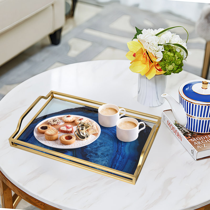 Mercer41 Coffee Table Decorative Tray Ottoman Tray Modern Aesthetic Decorative Storage And Display Serving Tray With Handles For Living Room Bedroom Kitchen Vanity Wayfair Canada